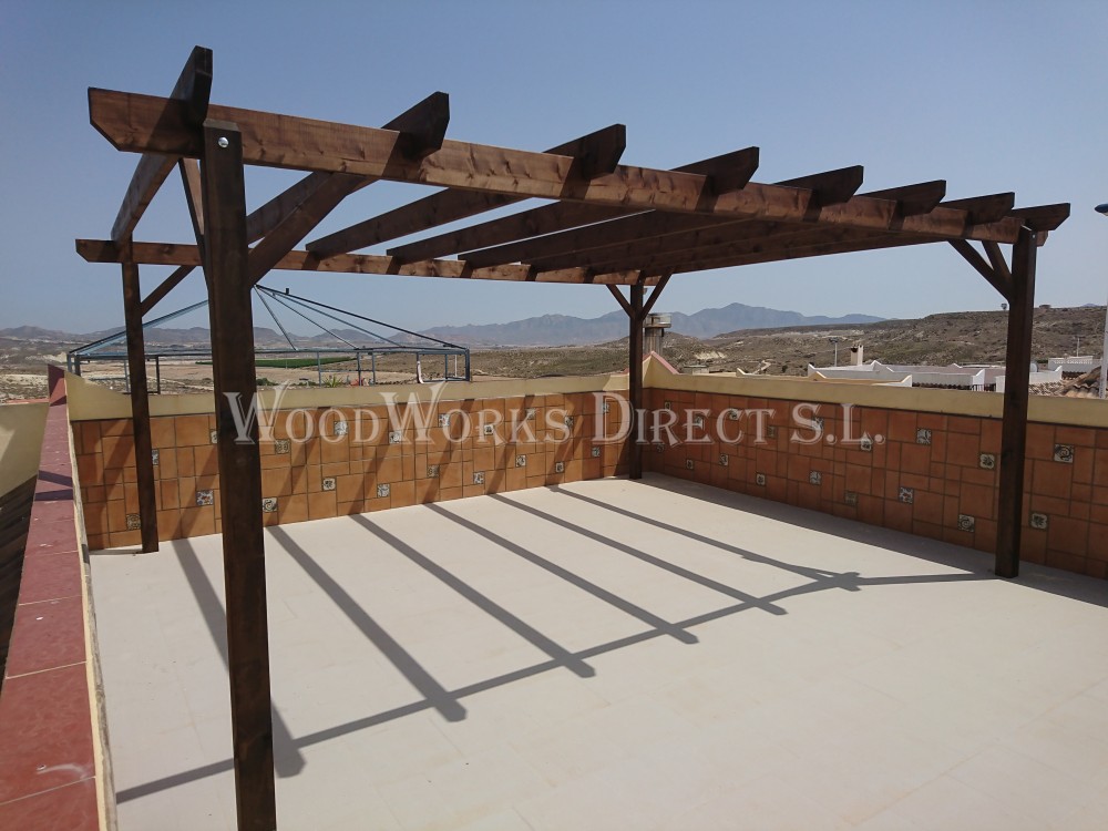 5m x 4m Pergola treated in Chestnut Brown | 864 - Woodworks Direct