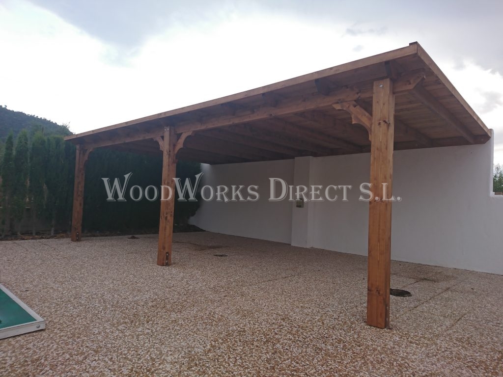 7m x 4m Lean-to treated in Golden Brown. Encebras, Alicante | 884 ...